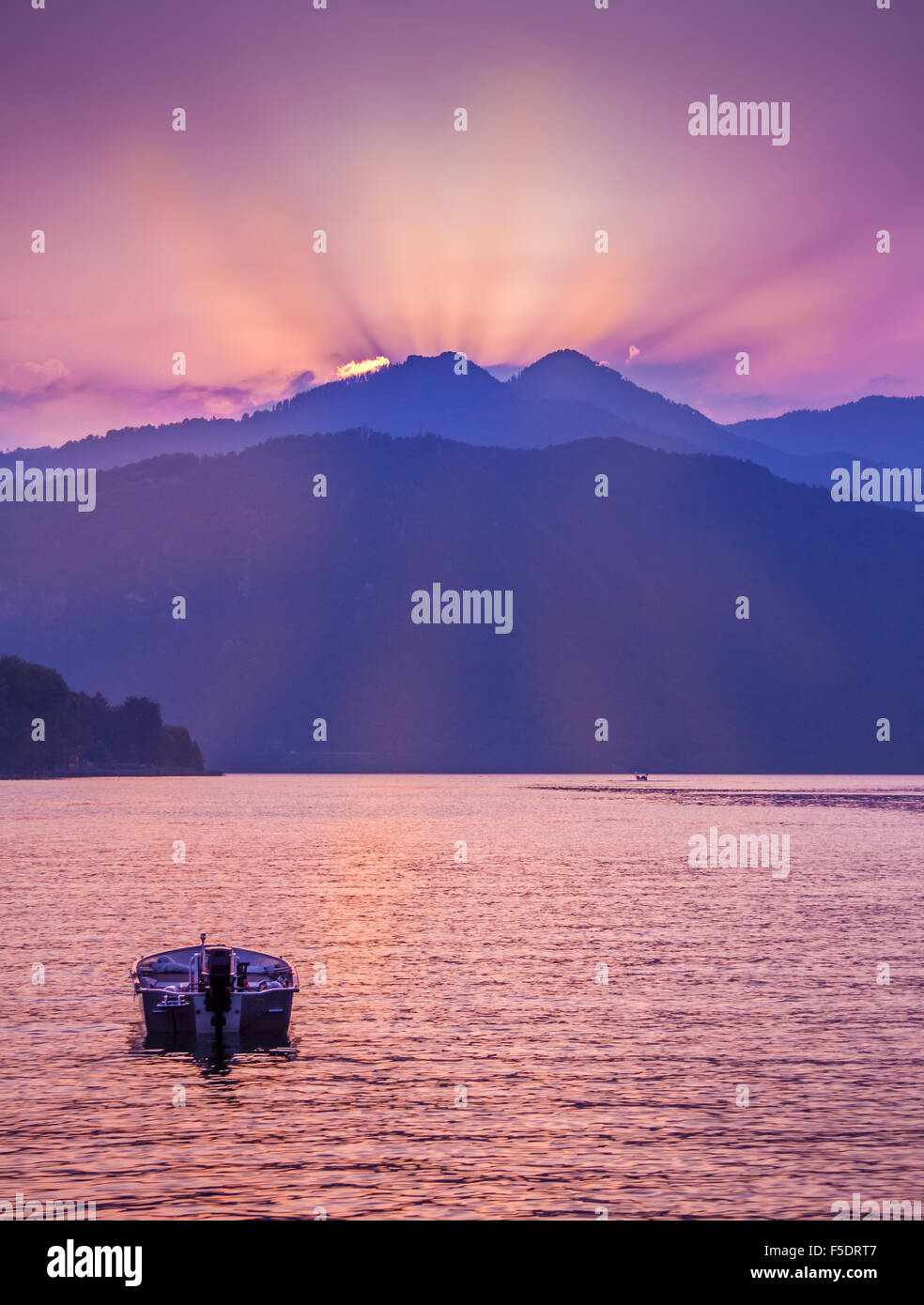 Beautiful summer sunset on the Orta lake, Italy Stock Photo - Alamy