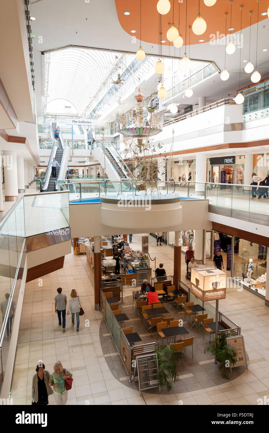 Interior atrium of Eastgate Shopping Centre, Basildon, Essex, England ...