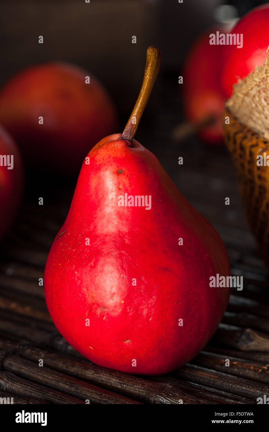 Raw Organic Red Pears in a Basket Stock Photo - Alamy