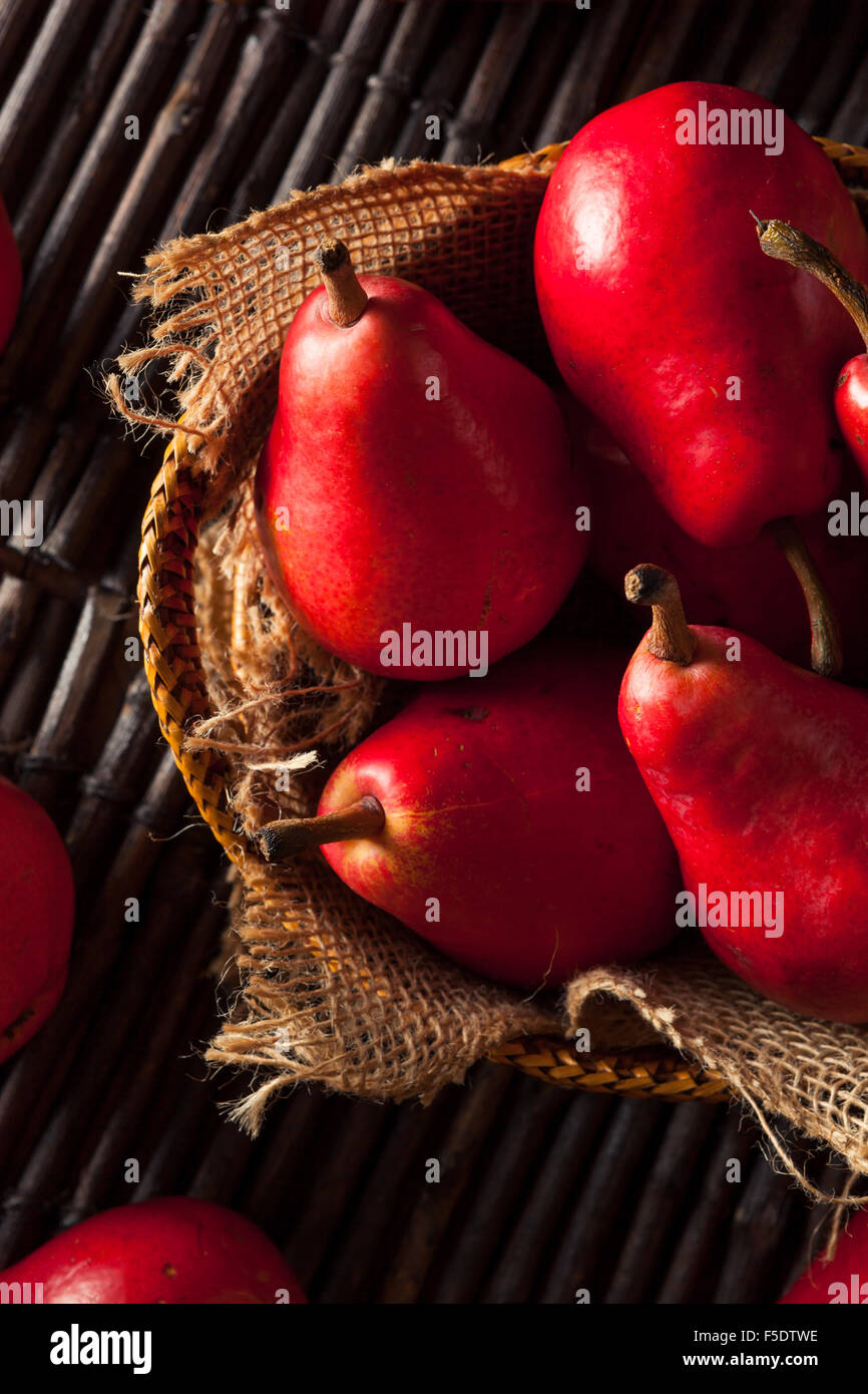 Raw Organic Red Pears in a Basket Stock Photo - Alamy