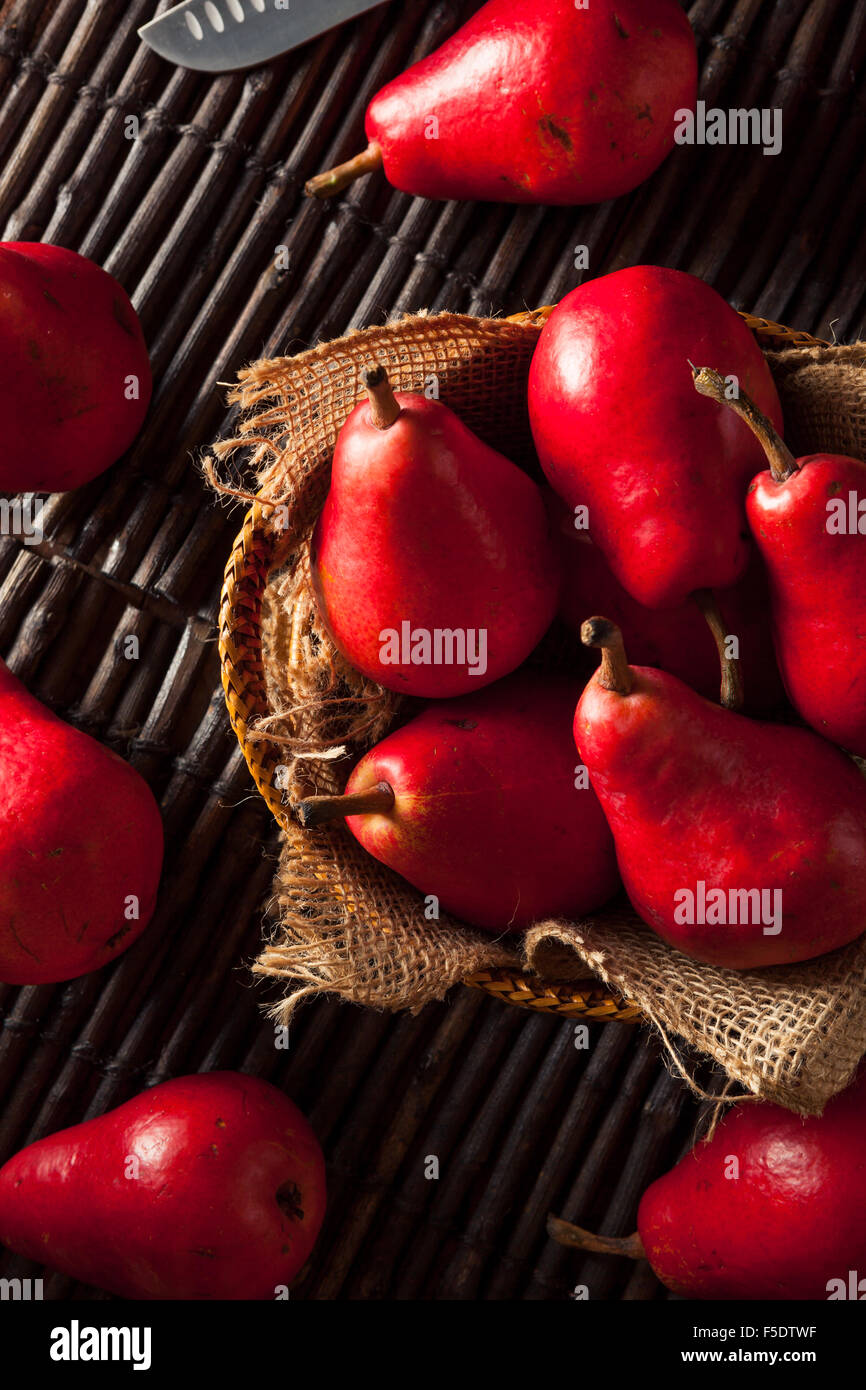 Raw Organic Red Pears in a Basket Stock Photo - Alamy