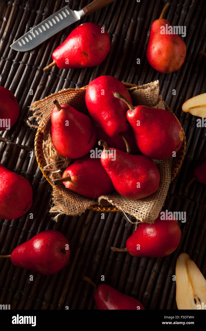 Raw Organic Red Pears in a Basket Stock Photo - Alamy