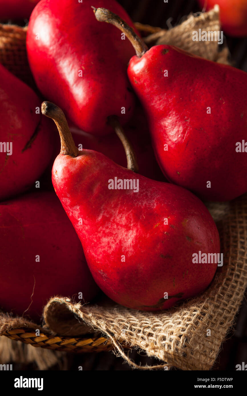 Raw Organic Red Pears in a Basket Stock Photo - Alamy