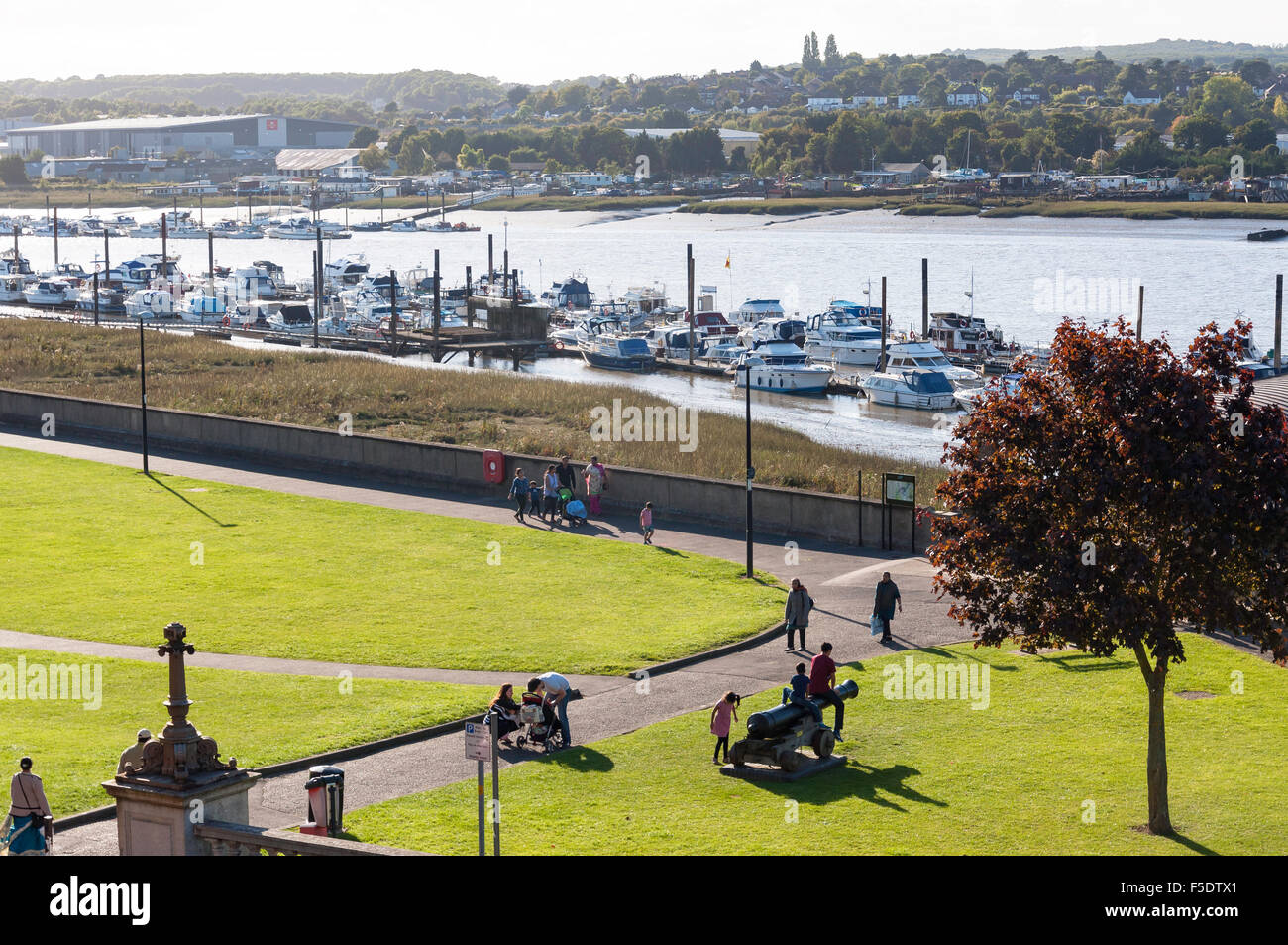 River Medway view from grounds of Rochester Castle, Rochester, Kent ...