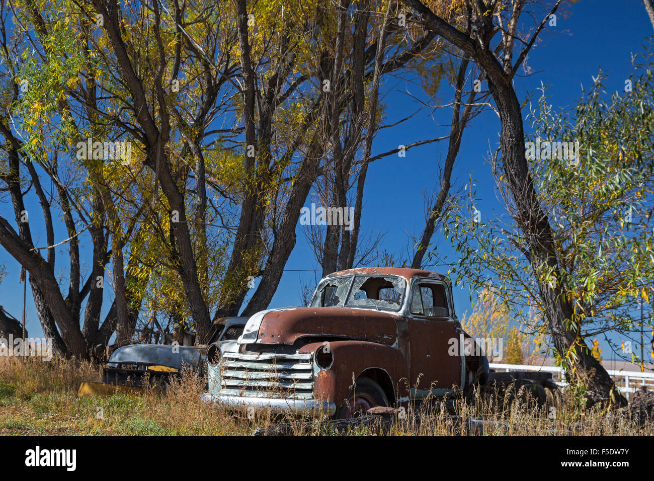 Bountiful, Colorado - An old rusted pickup truck with windows smashed ...