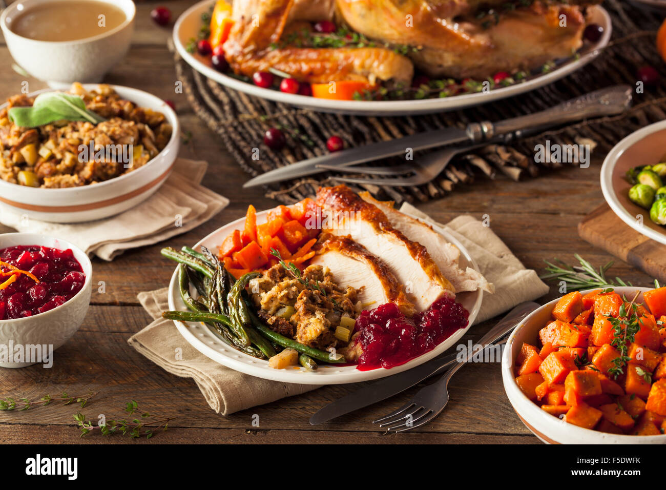 Full Homemade Thanksgiving Dinner with Turkey Stuffing Veggies and ...