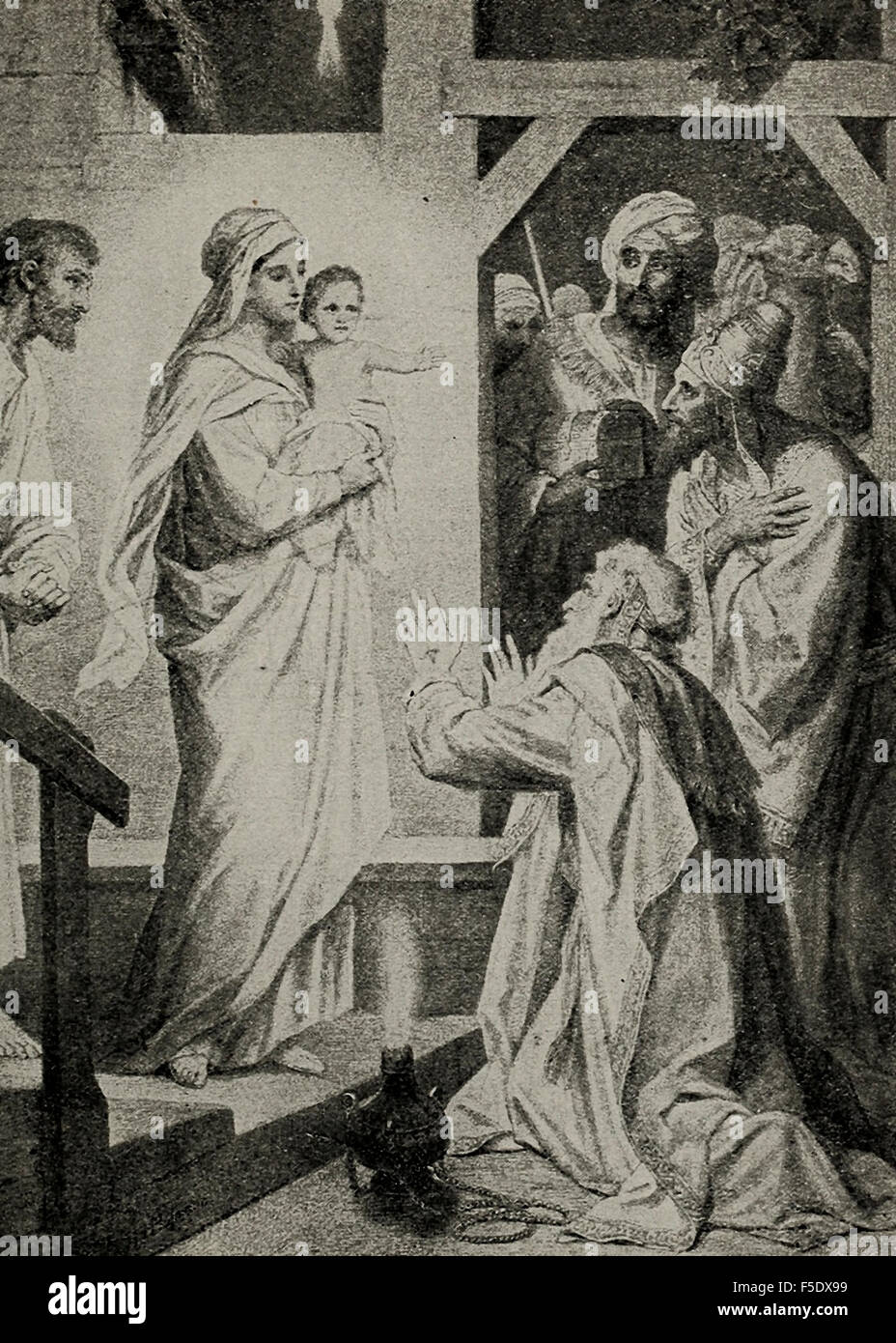 The arrival of the Magi to see Jesus Christ Stock Photo - Alamy