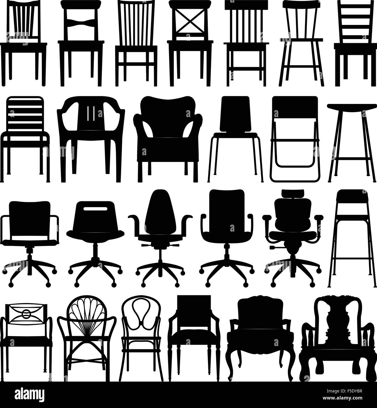 Chair Design Black Silhouette Set Stock Vector Image & Art - Alamy