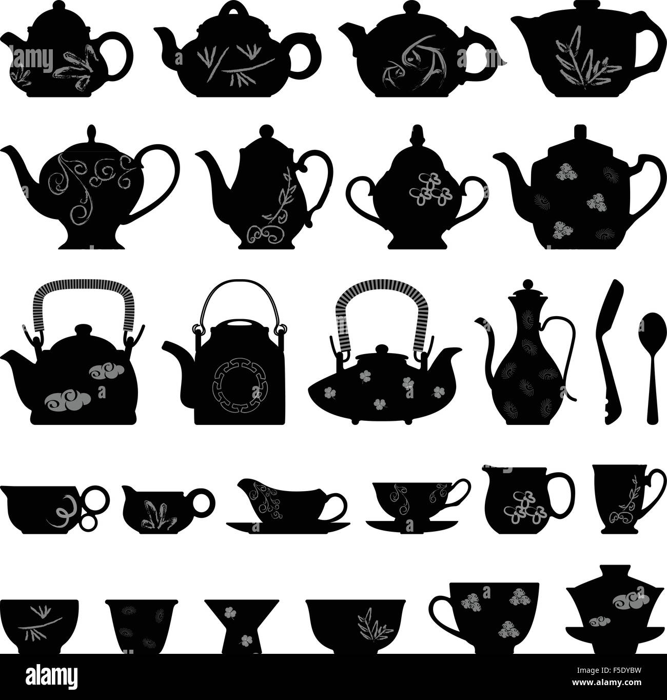 Japanese antique flower teapot Stock Vector Images - Alamy
