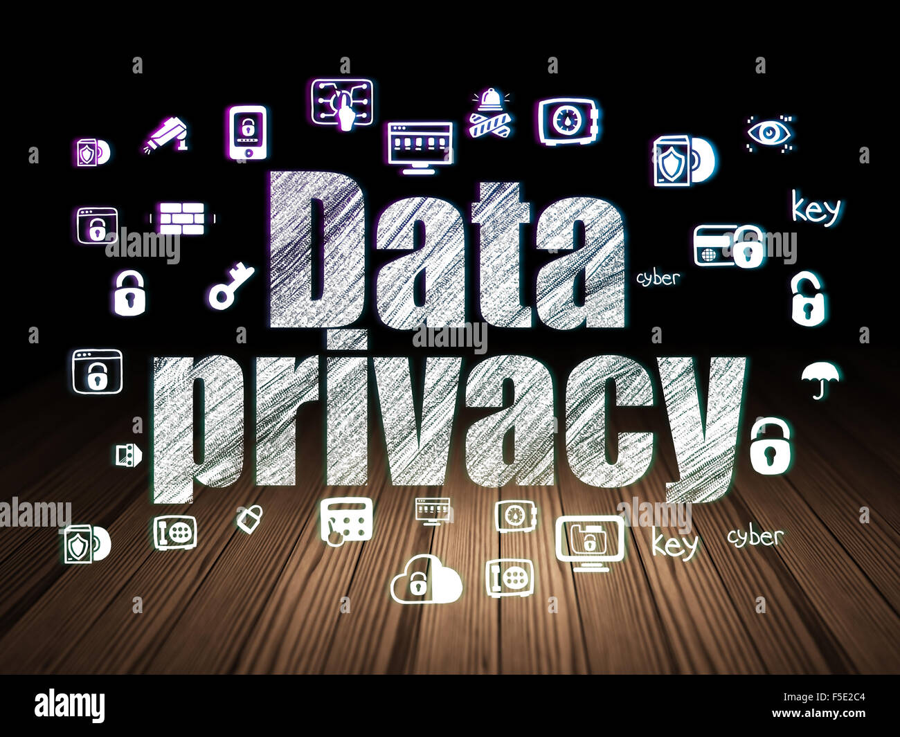 Security concept: Data Privacy in grunge dark room Stock Photo - Alamy