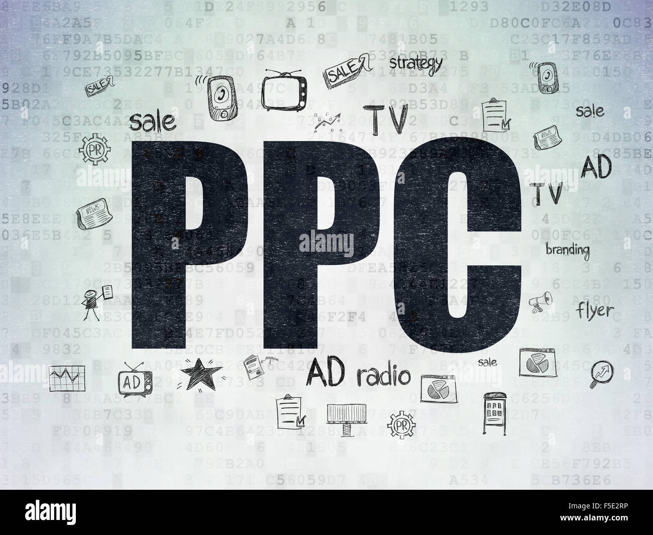 Advertising concept: PPC on Digital Paper background Stock Photo - Alamy