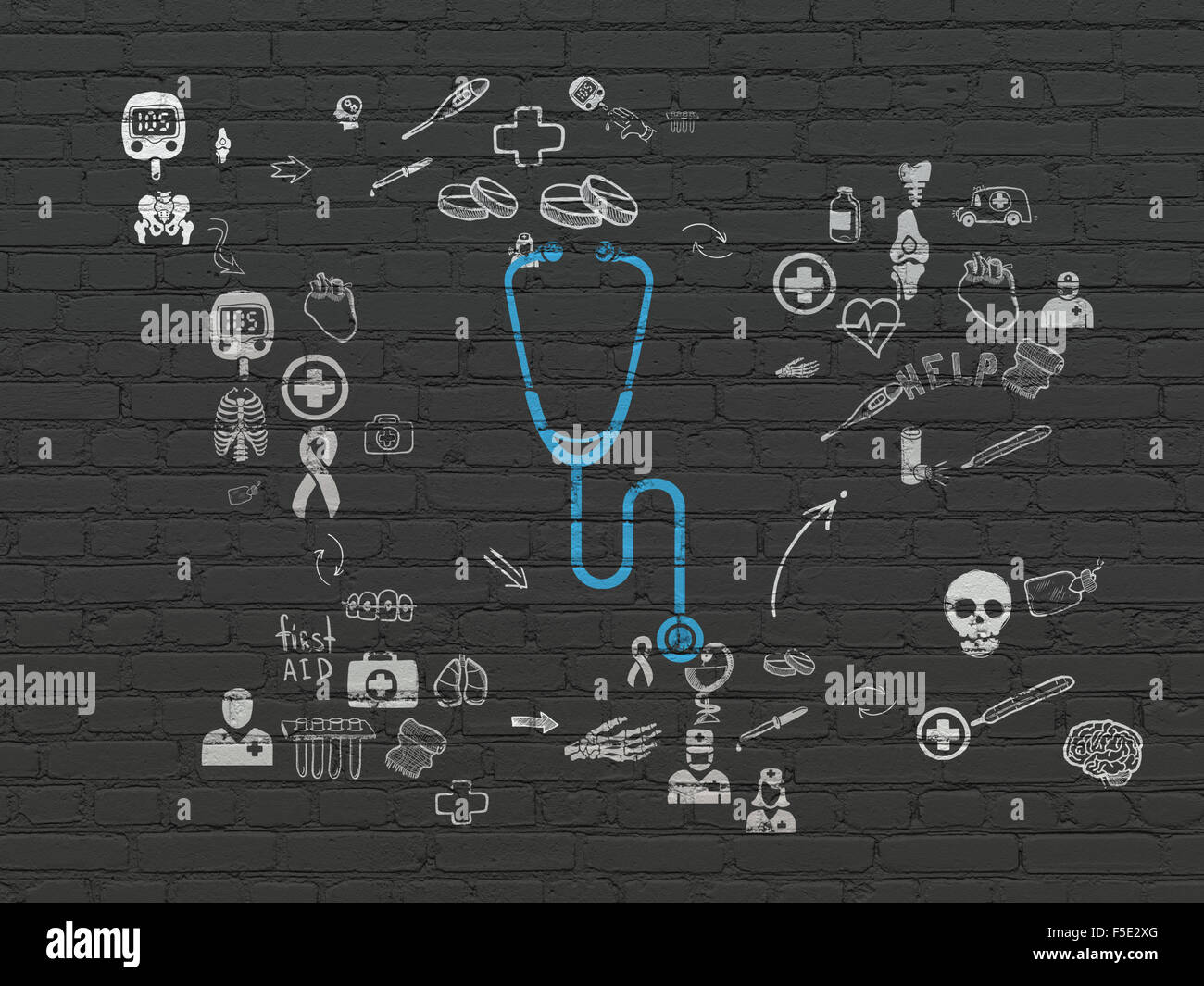 Medicine concept: Stethoscope on wall background Stock Photo - Alamy