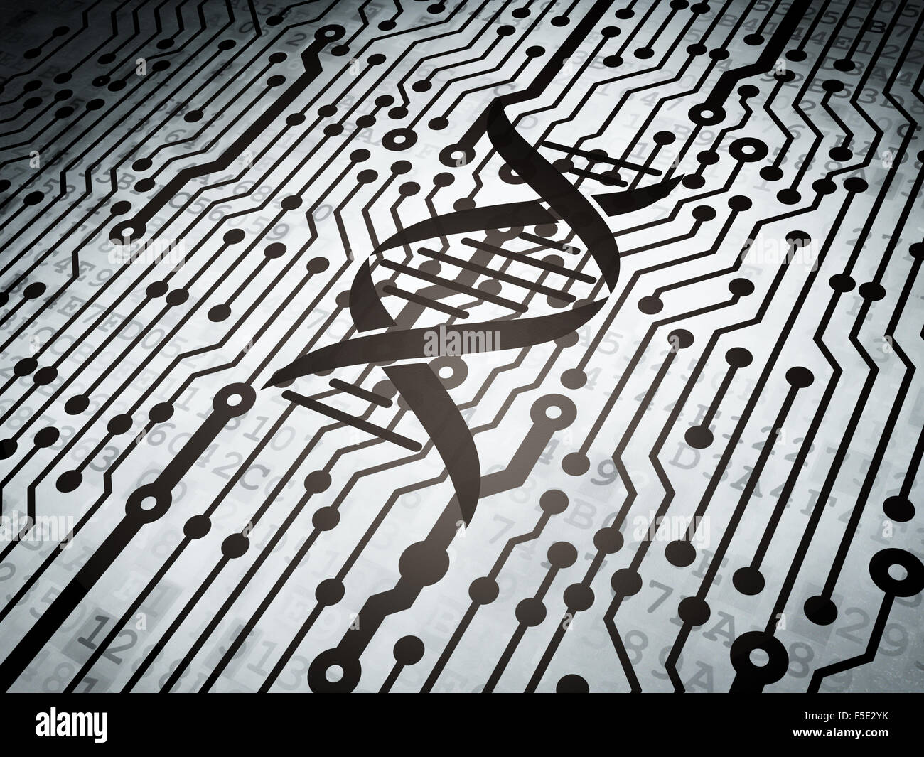 Science concept: circuit board with DNA Stock Photo - Alamy