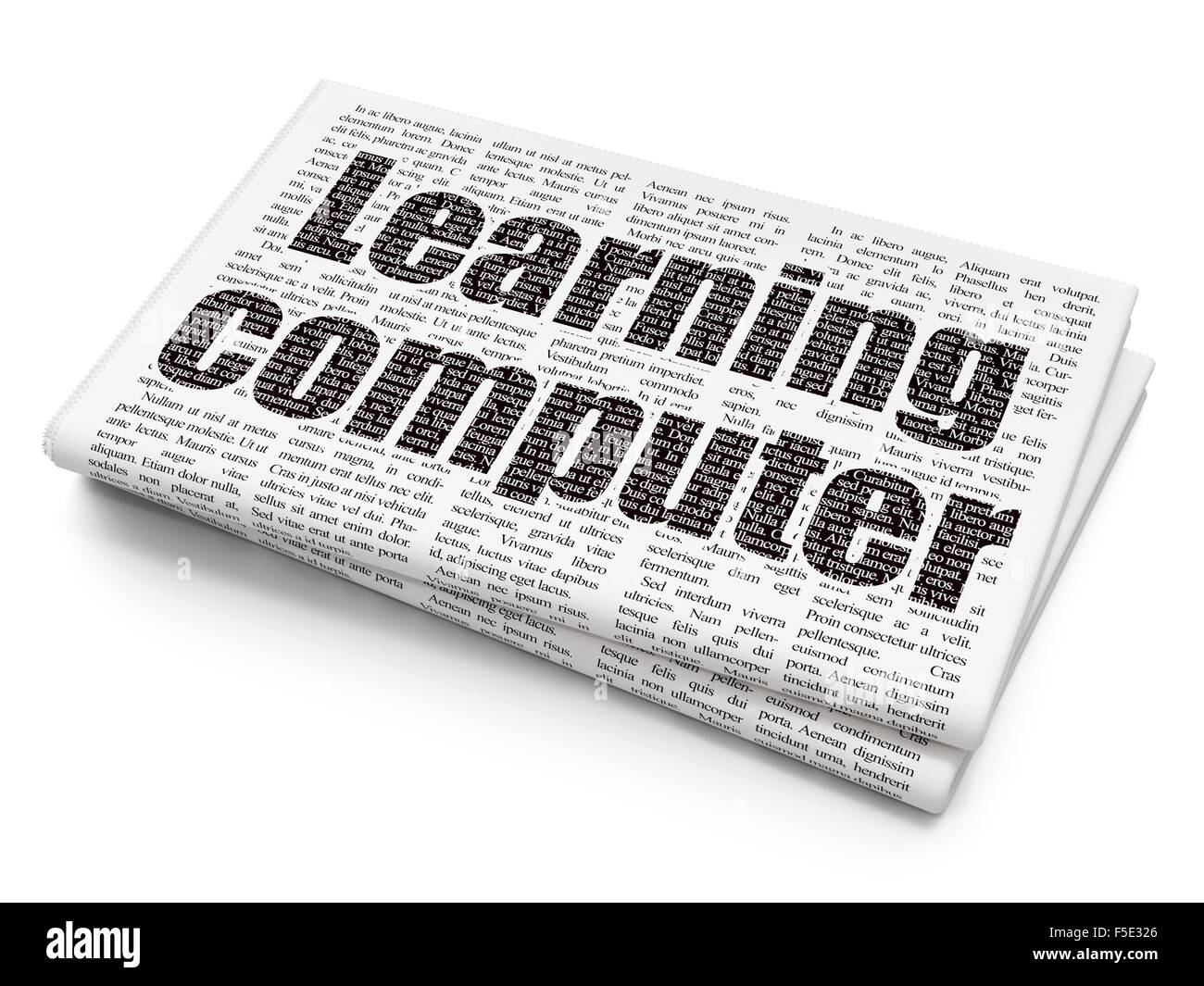 Studying concept: Learning Computer on Newspaper background Stock Photo ...