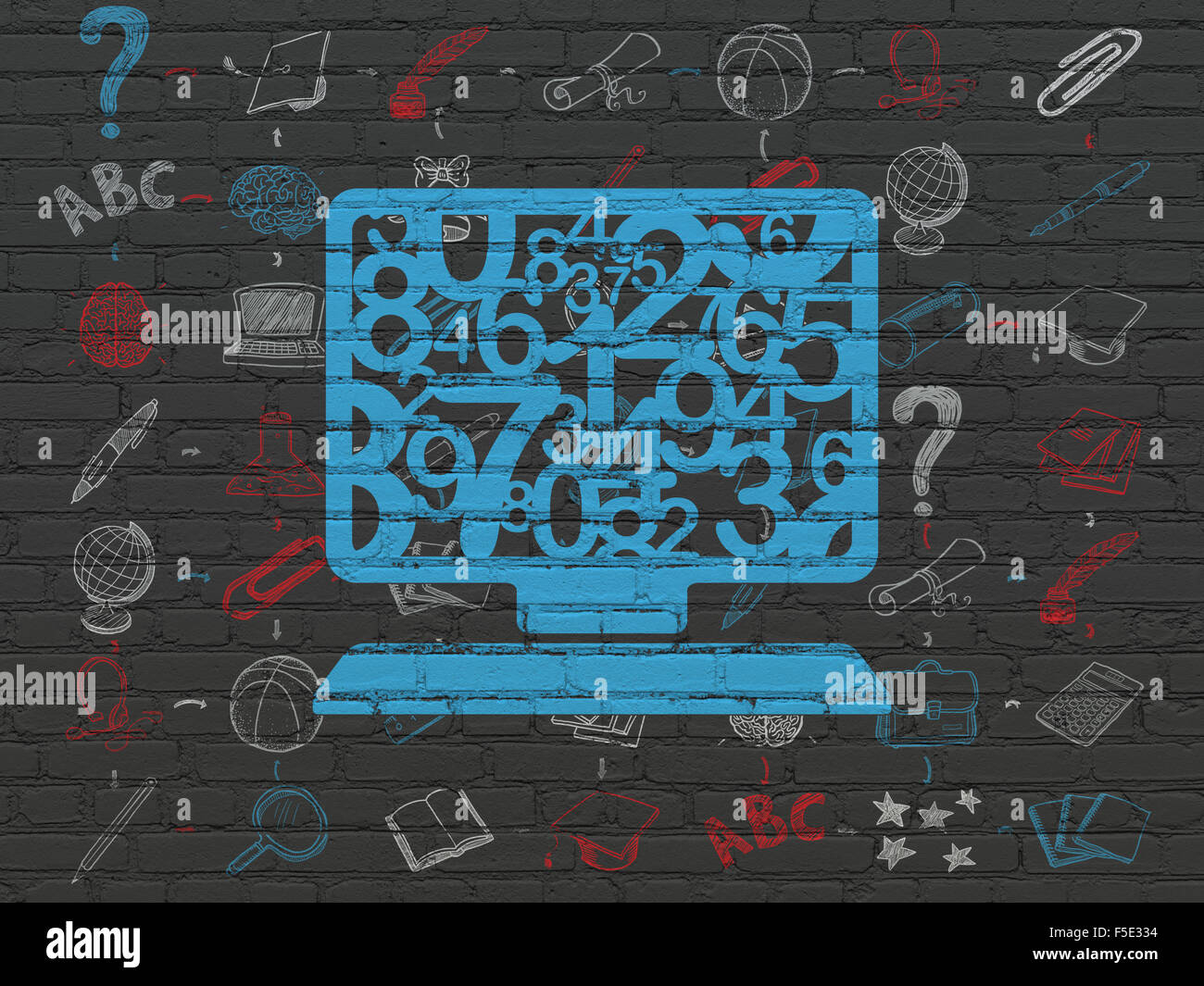 Education concept: Computer Pc on wall background Stock Photo - Alamy