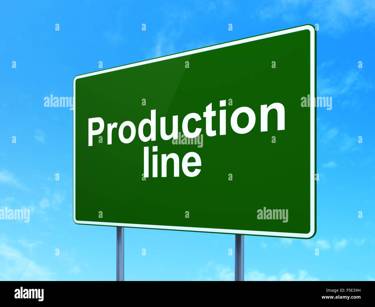 Manufacuring concept: Production Line on road sign background Stock ...
