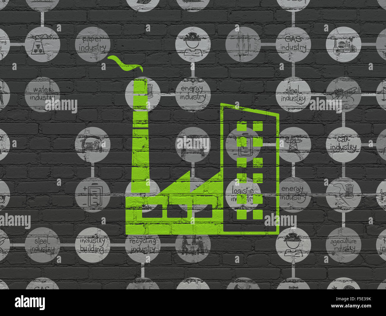 Industry concept: Industry Building on wall background Stock Photo - Alamy