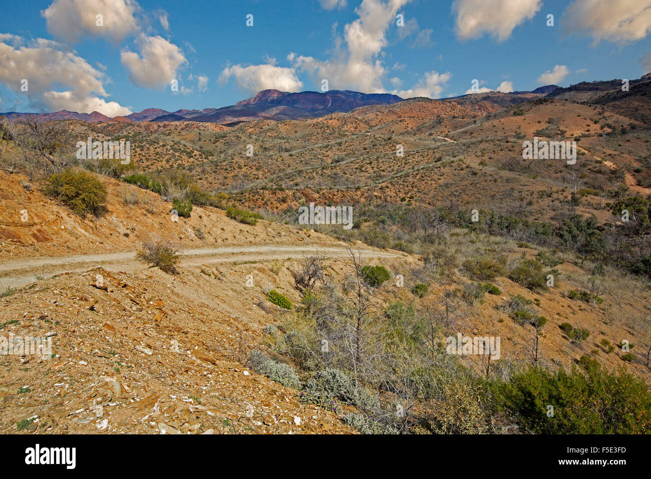 Long winding road snaking across barren hilly landscape of Gammon ...
