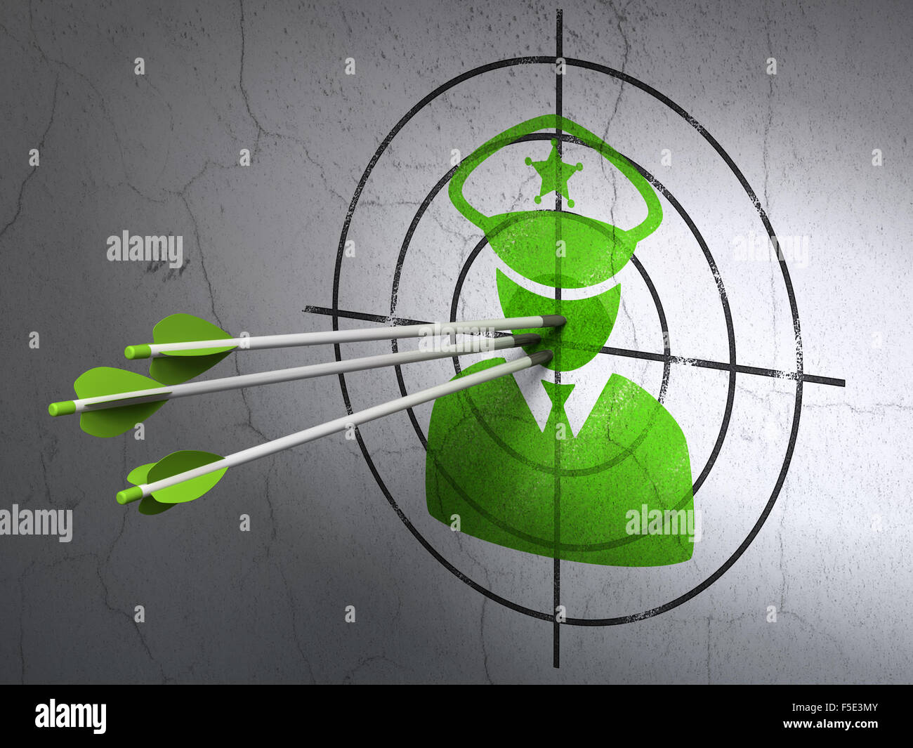 Law concept: arrows in Police target on wall background Stock Photo - Alamy
