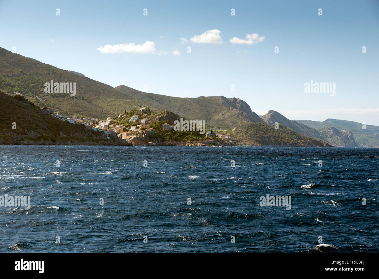View of the Greek island of Hydra from the sea Stock Photo - Alamy