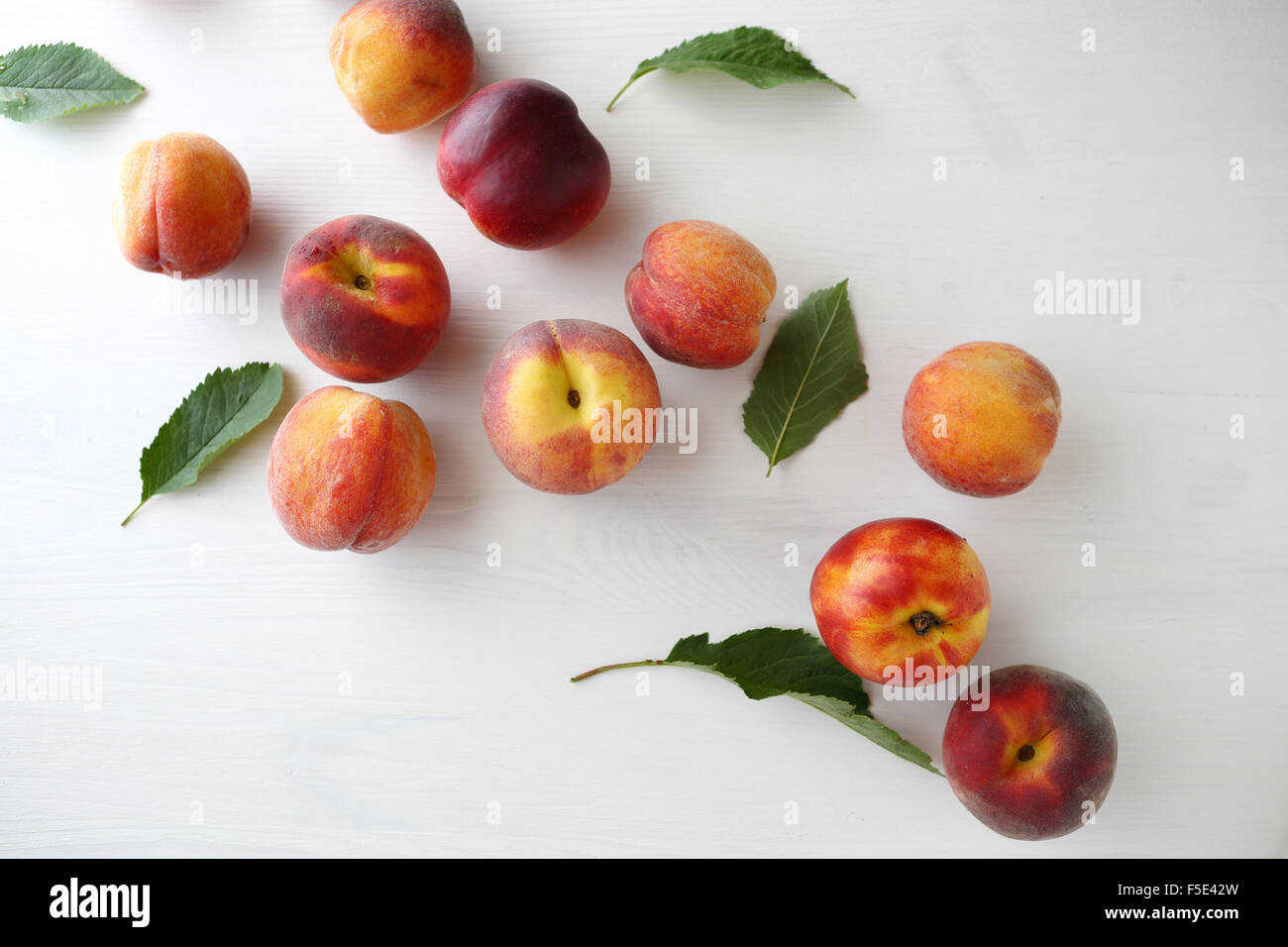 ripe fresh organic peaches, top view Stock Photo - Alamy