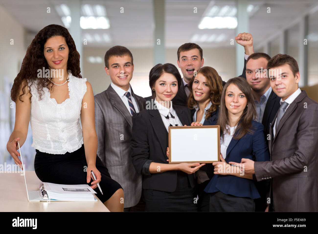 Winning corporate business team and beutiful corporate trainer Stock ...