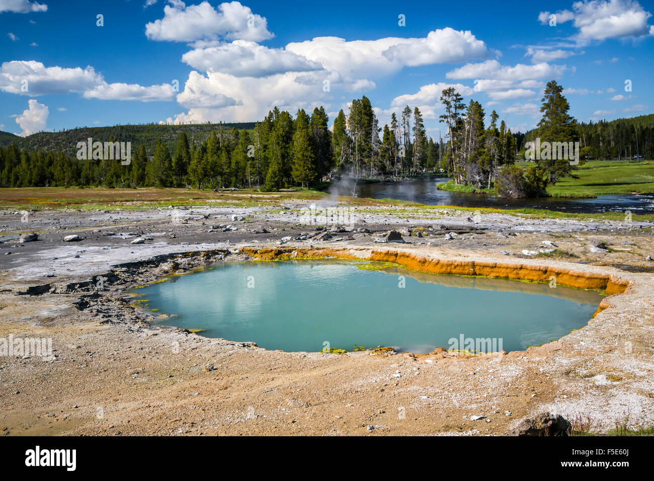 Colorful hot springs and pools in the Midway Geyser Basin in ...