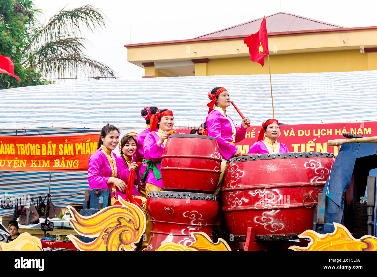 A "Buffalo painting and field breaking" ceremony in Ha Nam, Vietnam ...