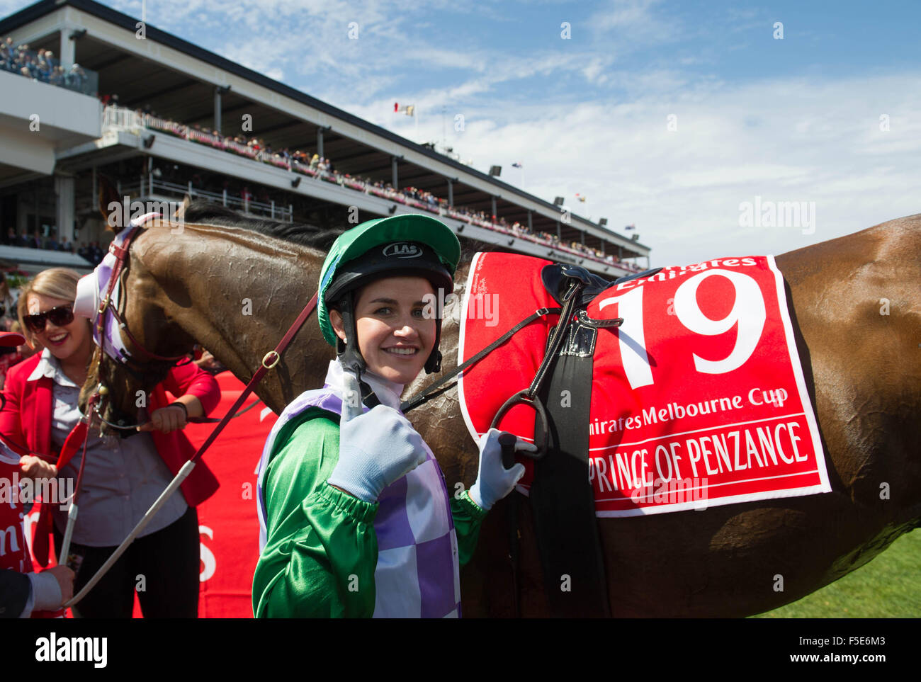 Melbourne, Australia. 3rd Nov, 2015. Michelle Payne celebrates after ...