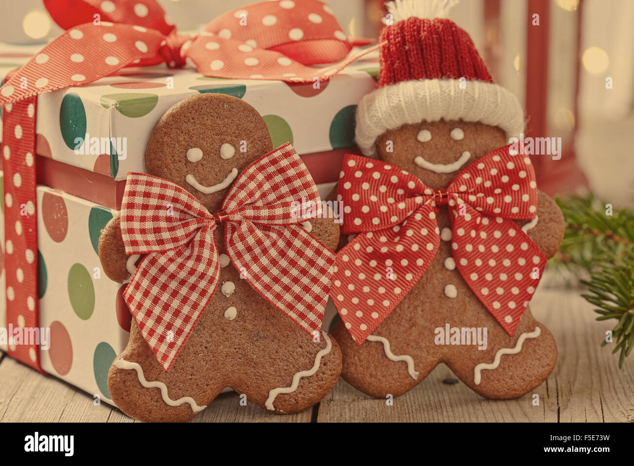 Christmas Decorations with Gingerbread man Stock Photo - Alamy