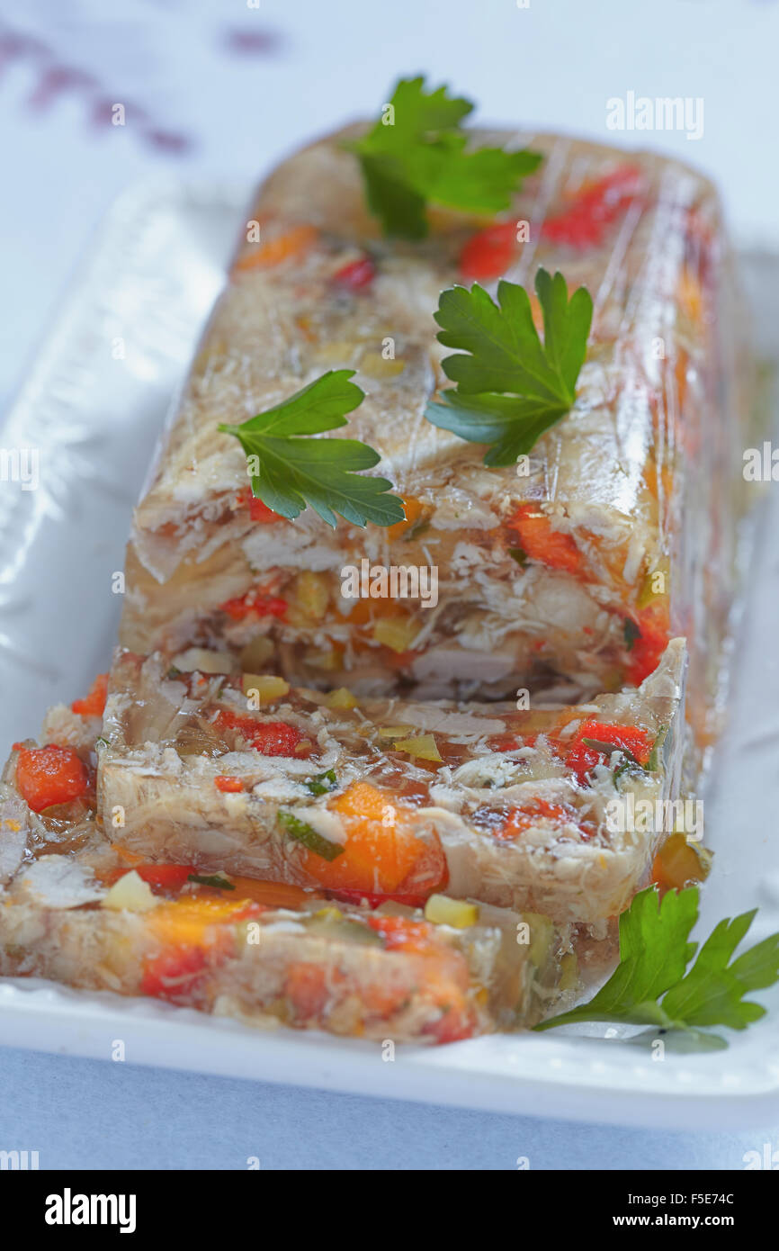 Rabbit galantine aspic with vegetables for Christmas Stock Photo - Alamy