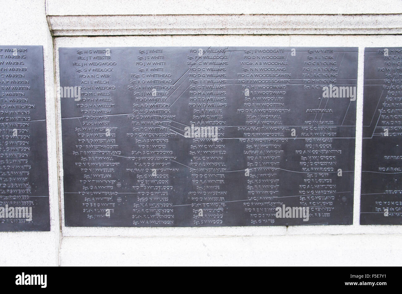 The Battle of Britain Memorial, detail names Stock Photo - Alamy