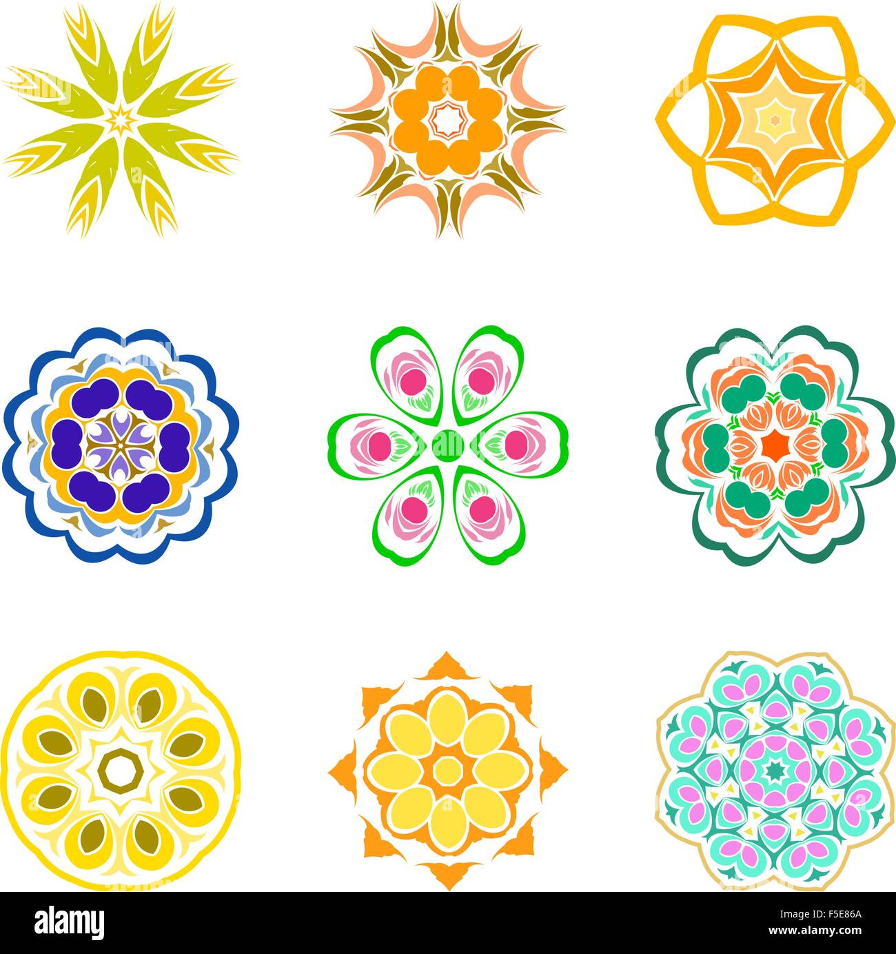 Nine color patterns radially Stock Vector Image & Art - Alamy