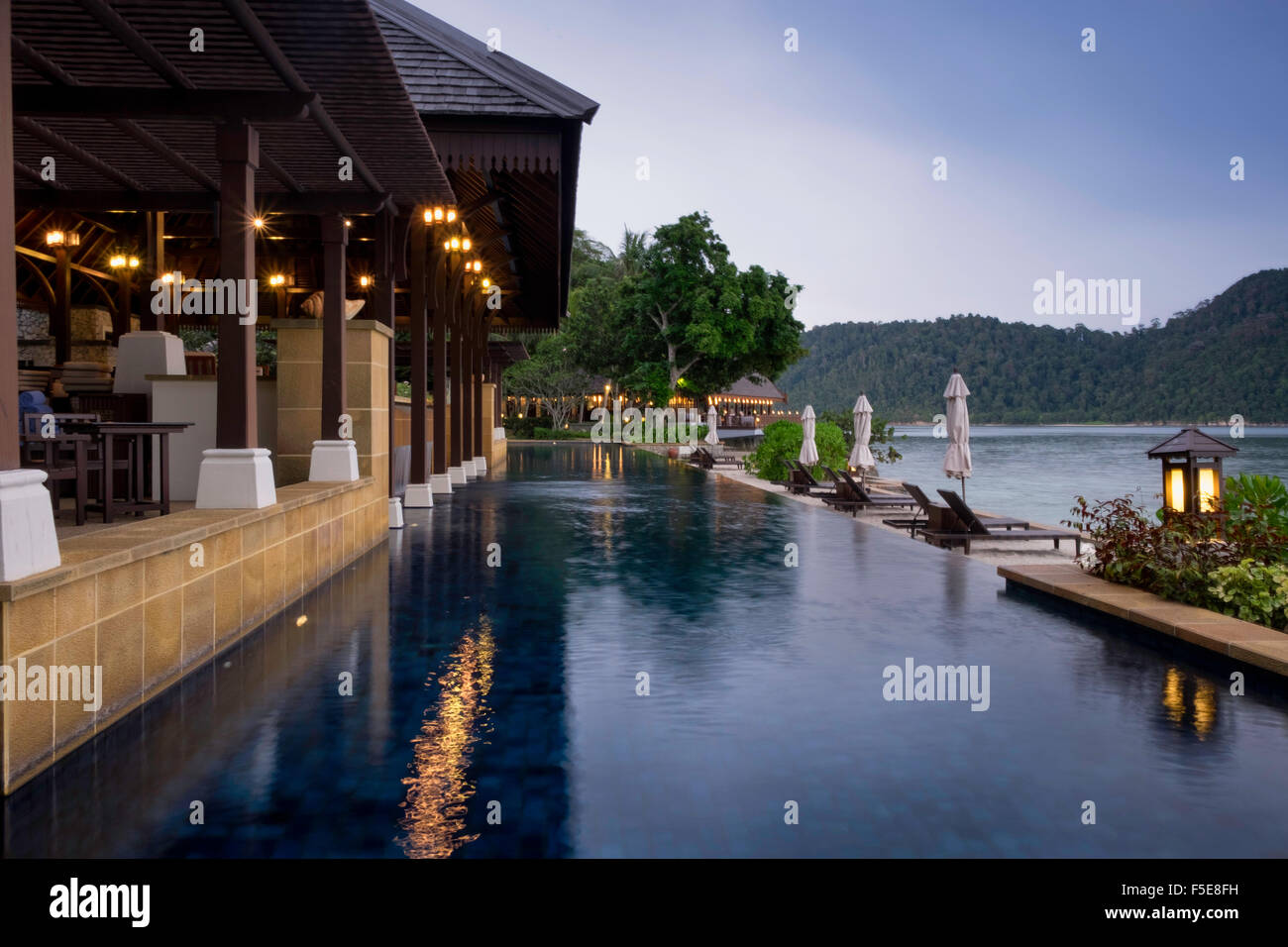 Swimming pool at the luxury resort and spa of Pangkor Laut, Malaysia ...
