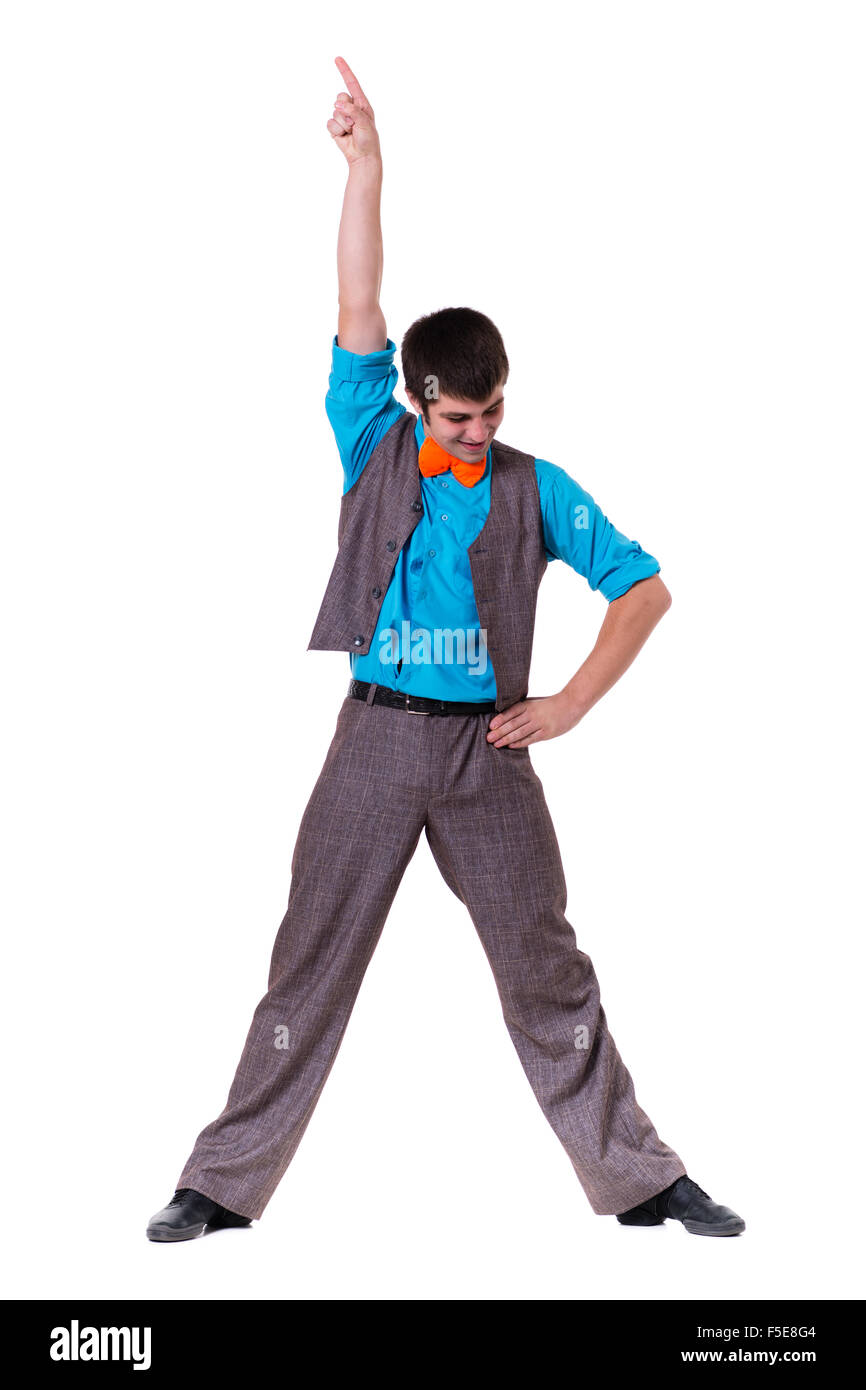 Disco dancer showing some movements against isolated white Stock Photo ...