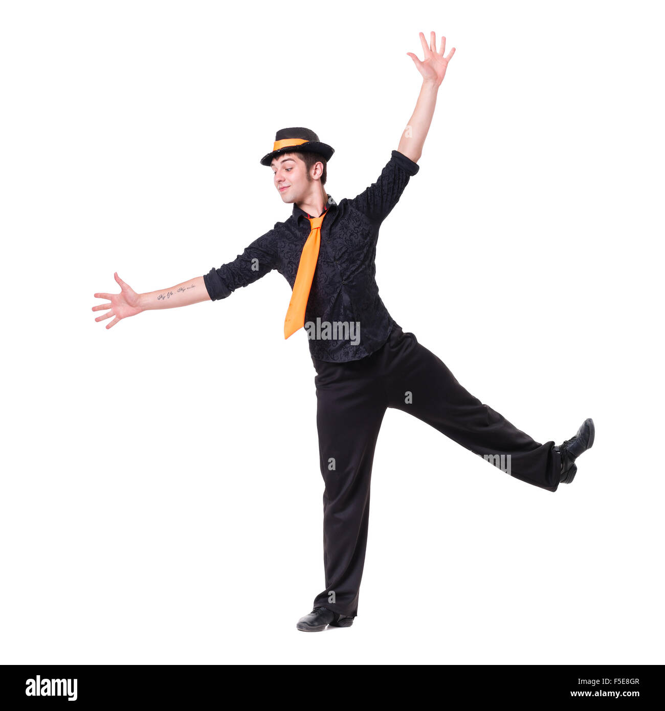 Disco dancer showing some movements against isolated white Stock Photo ...