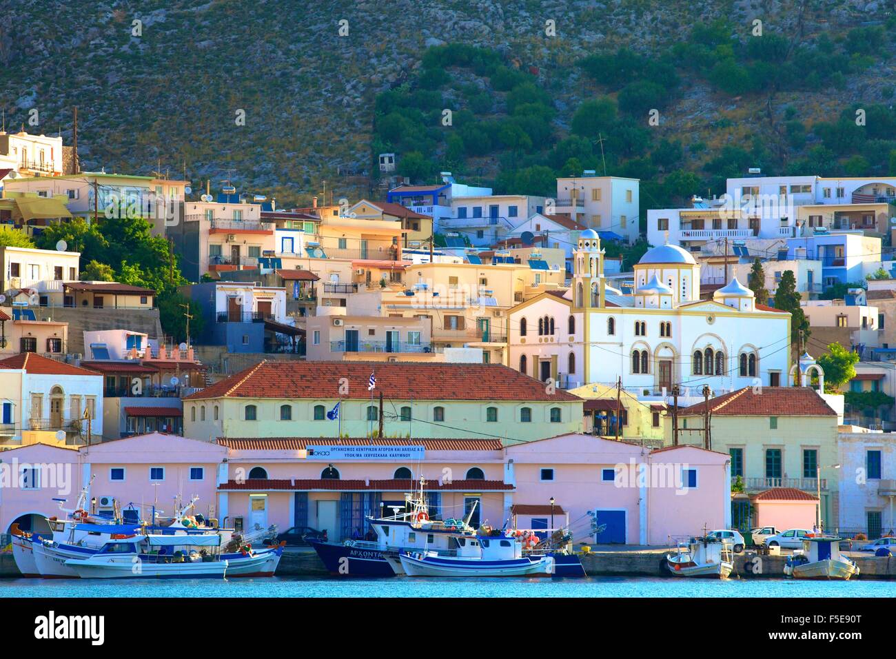 Harbour at Pothia, Kalymnos, Dodecanese, Greek Islands, Greece, Europe ...