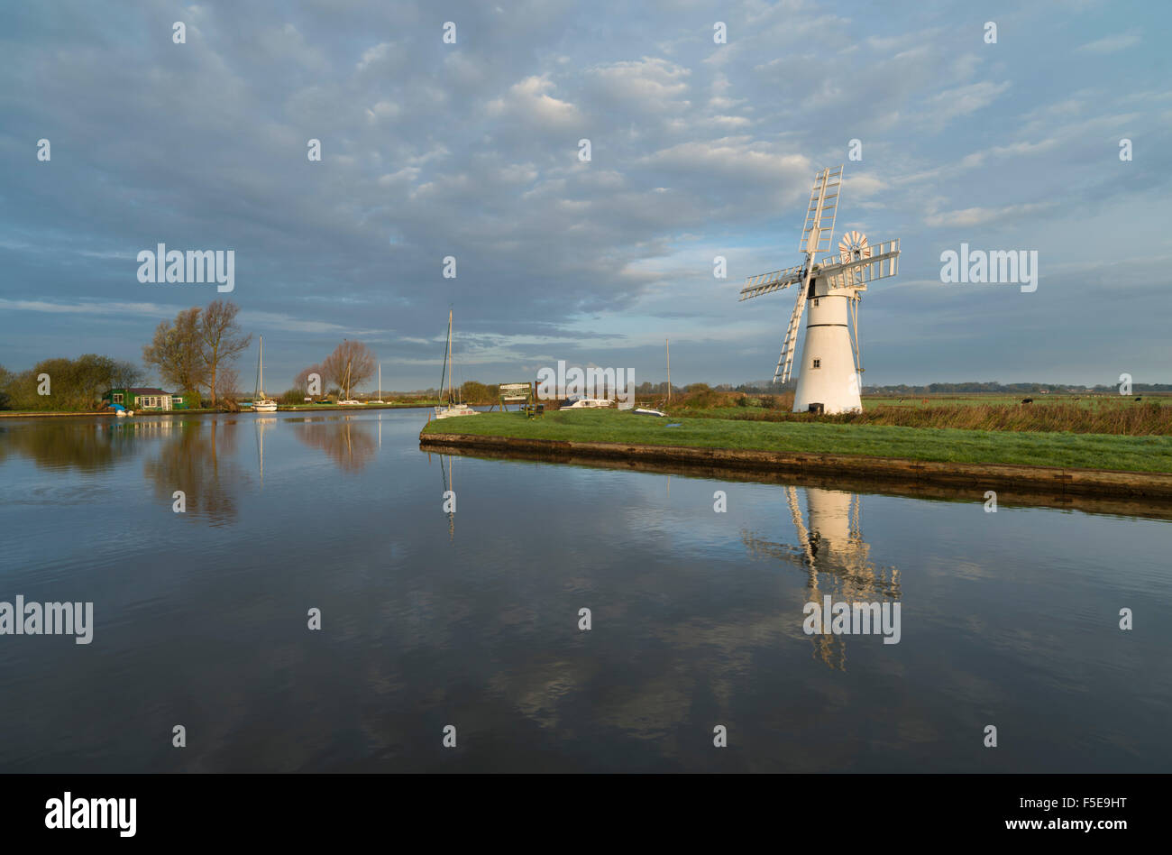 A view of Thurne Mill, Norfolk Broads, Norfolk, England, United Kingdom ...