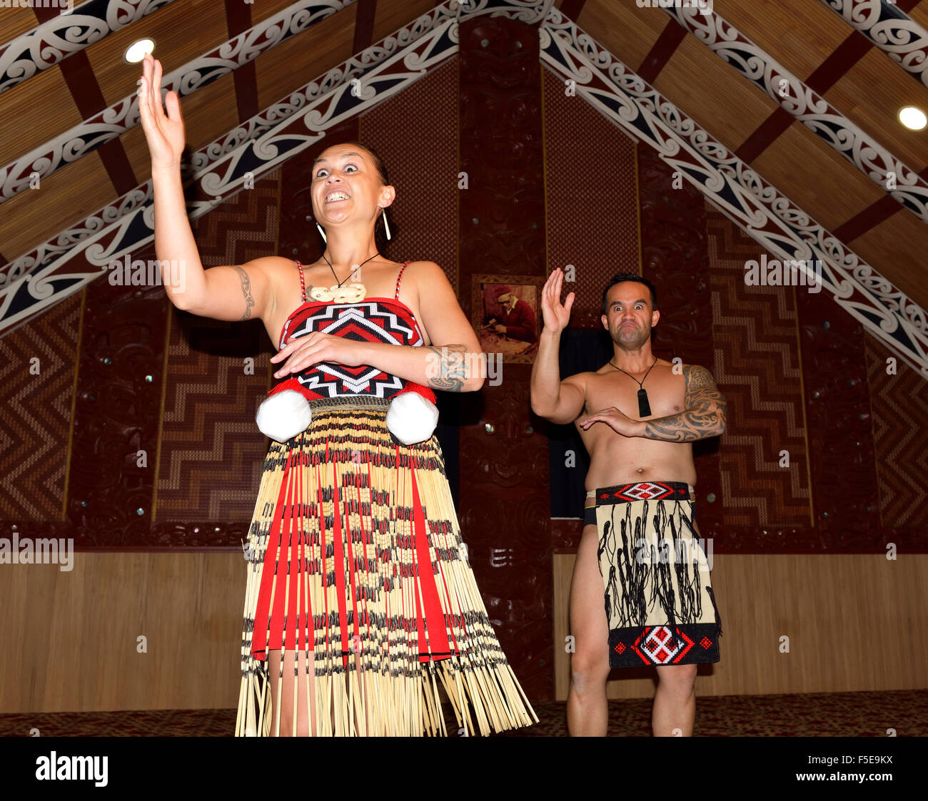 A traditional maori village traditional maori dancing hi-res stock ...