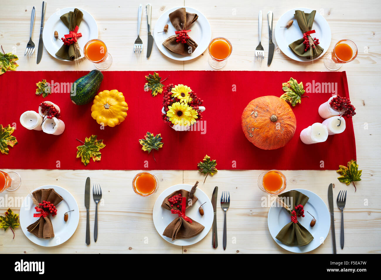 Festive table served and decorated for holiday dinner Stock Photo - Alamy