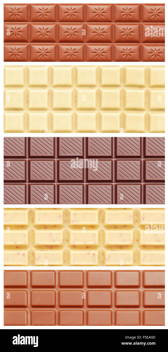 chocolate collage on white background Stock Photo - Alamy