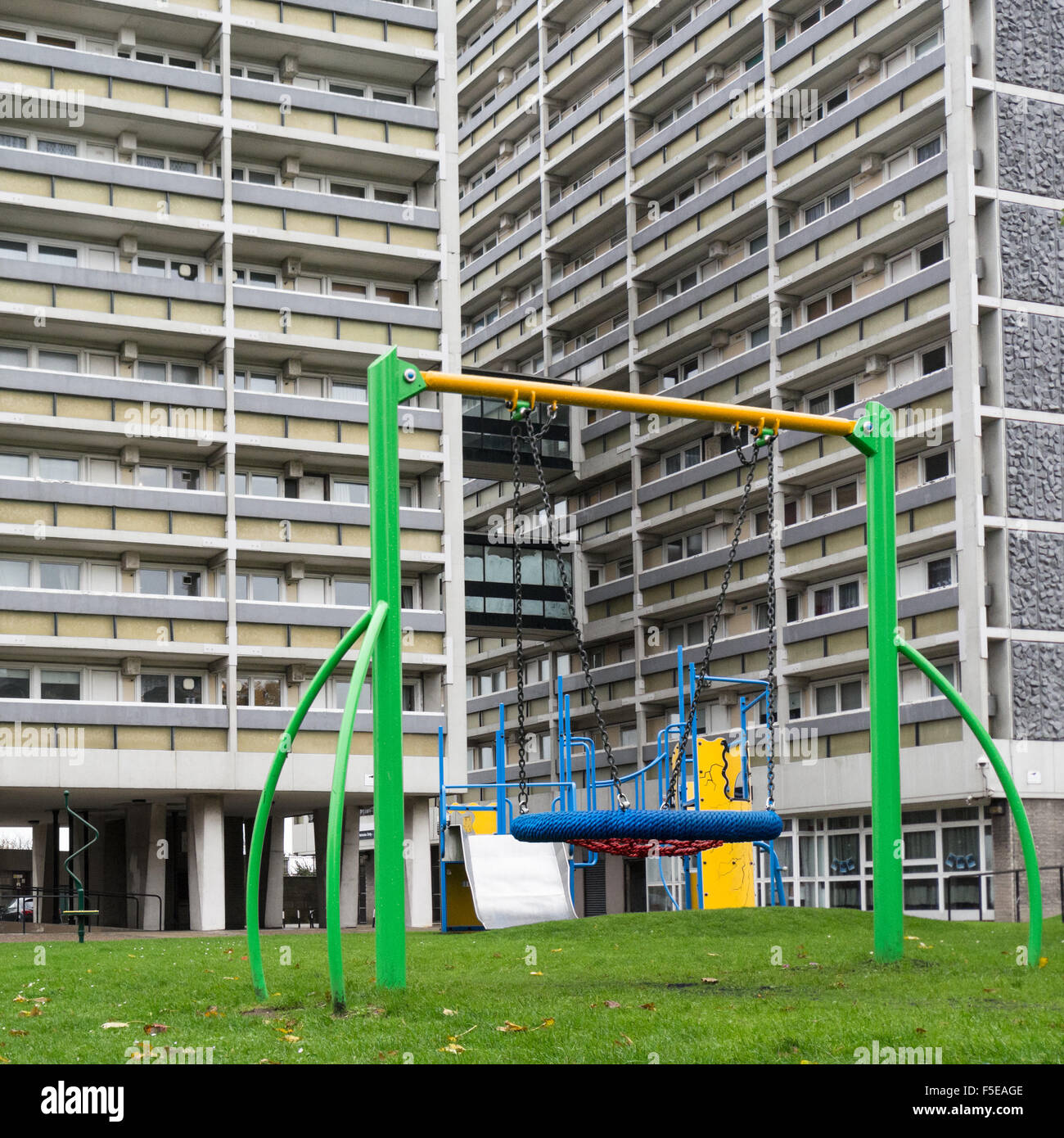 council city play park - brightly painted play equipment outside ...