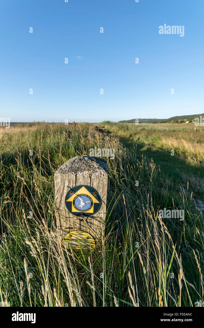 Anglesey coastal path sign at Red Wharf Bay direction to Llanddona ...