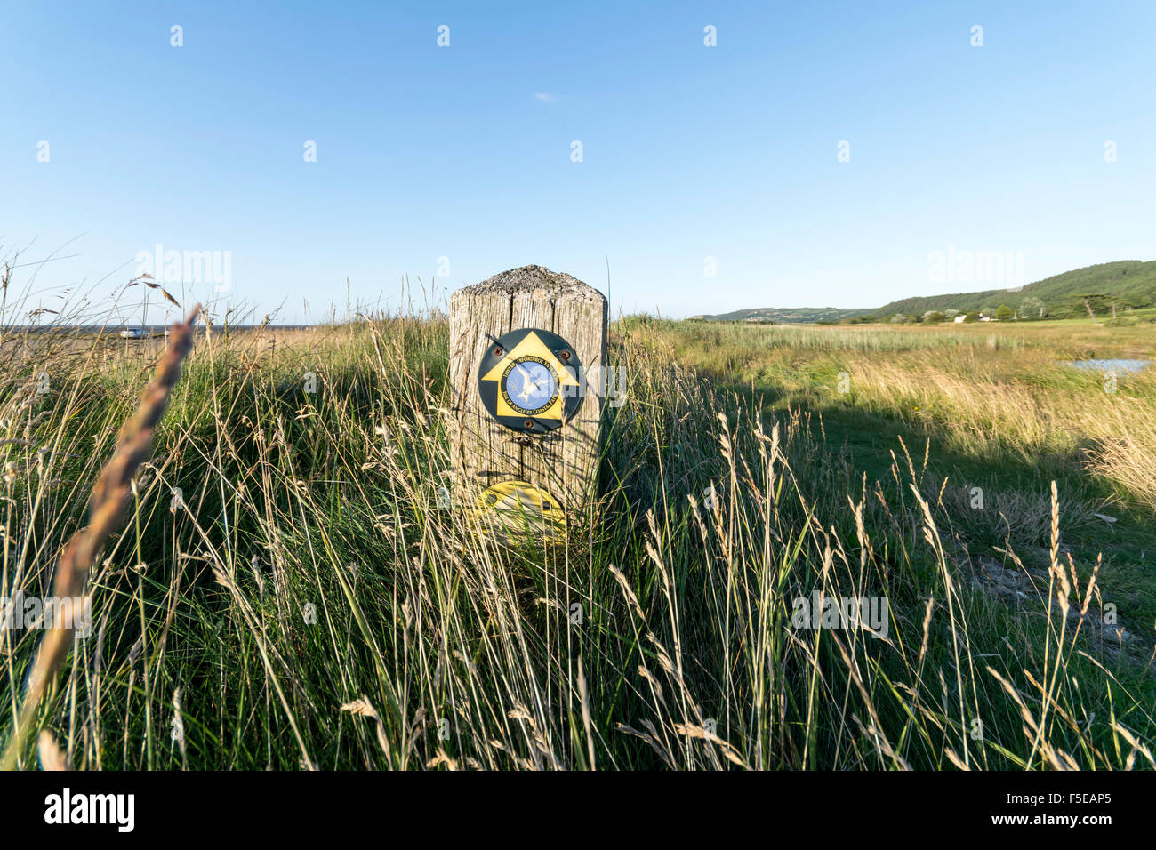 Anglesey coastal path sign at Red Wharf Bay direction to Llanddona ...
