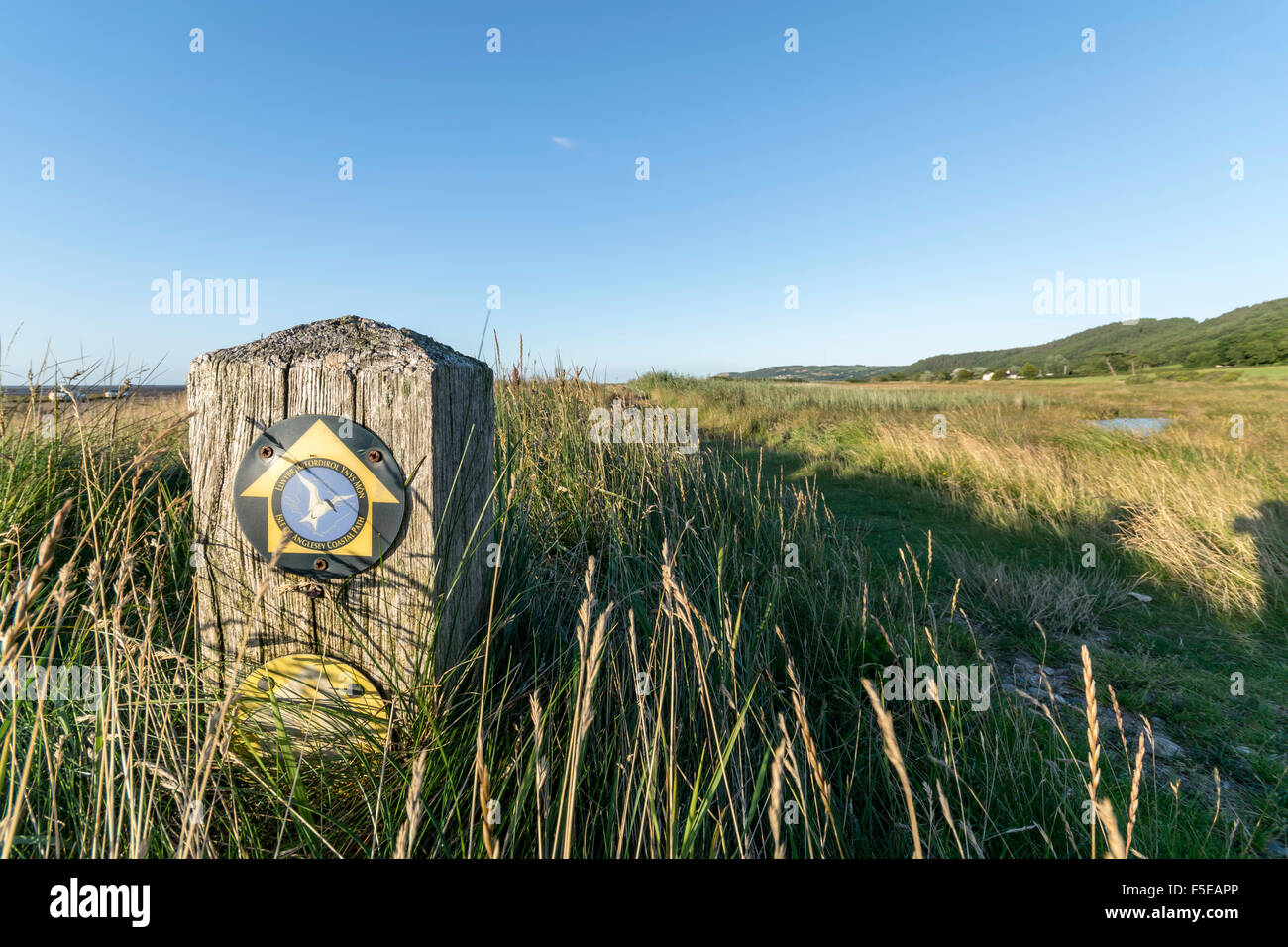 Anglesey coastal path sign at Red Wharf Bay direction to Llanddona ...