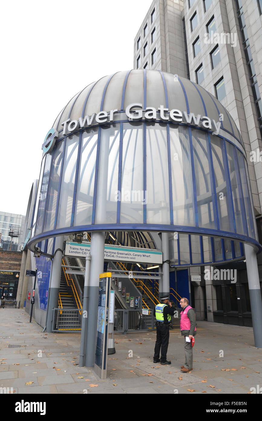 Tower Hill, London, UK. 3rd November 2015. Tower Gateway station closed ...