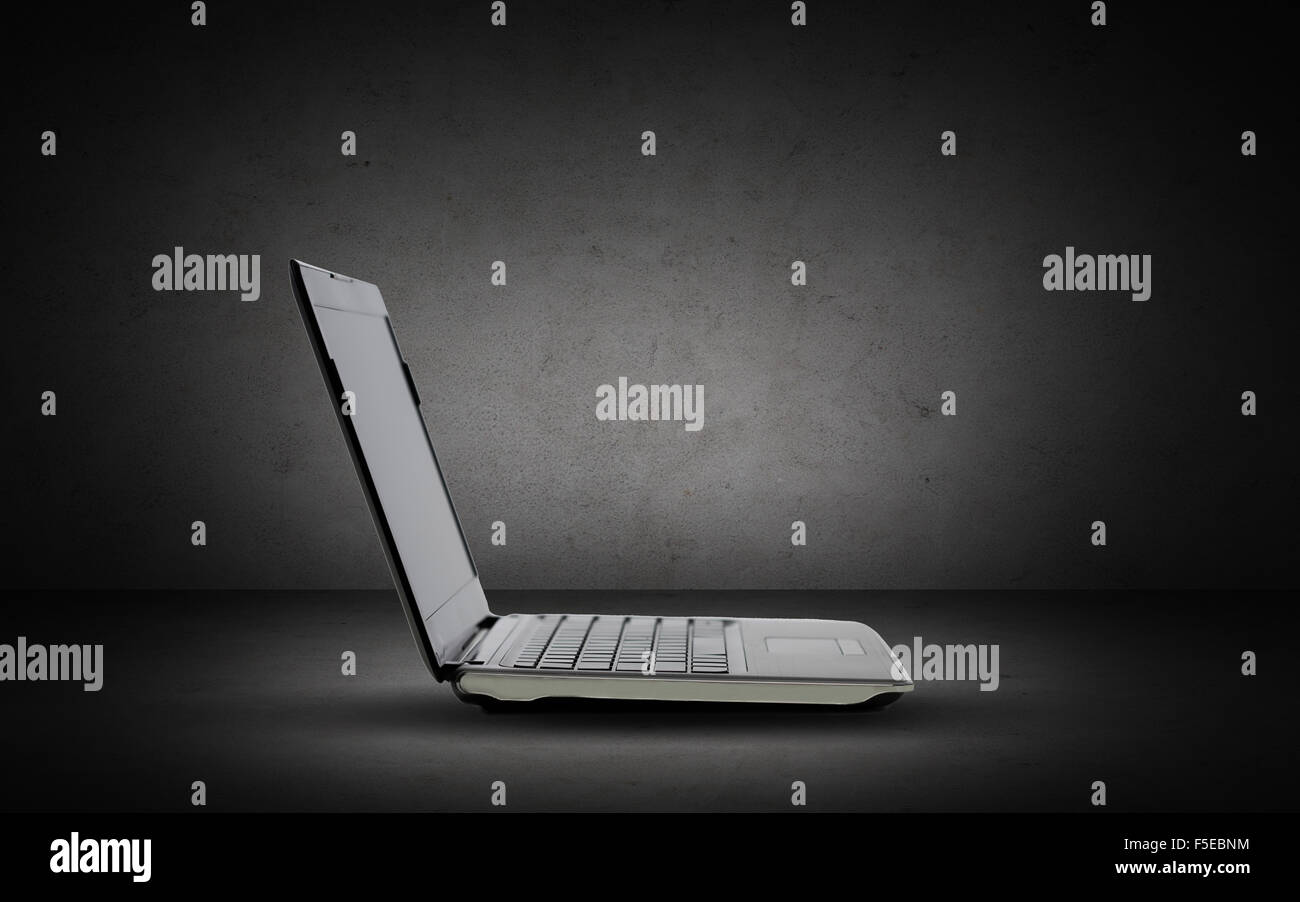 open laptop computer with blank screen Stock Photo - Alamy