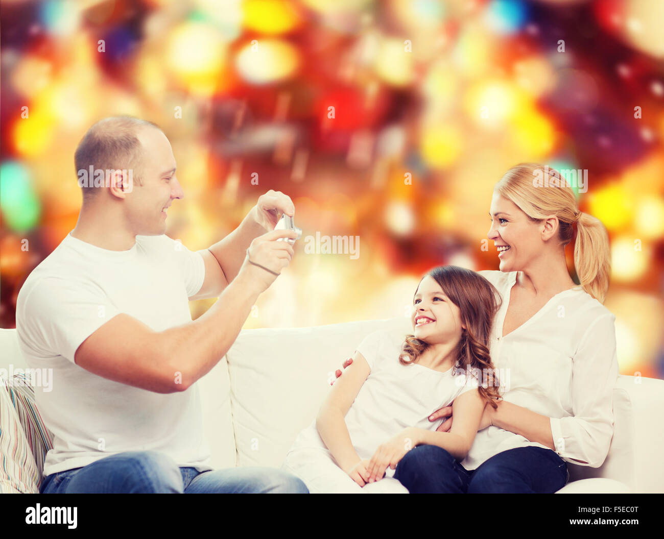 happy family with camera at home Stock Photo - Alamy