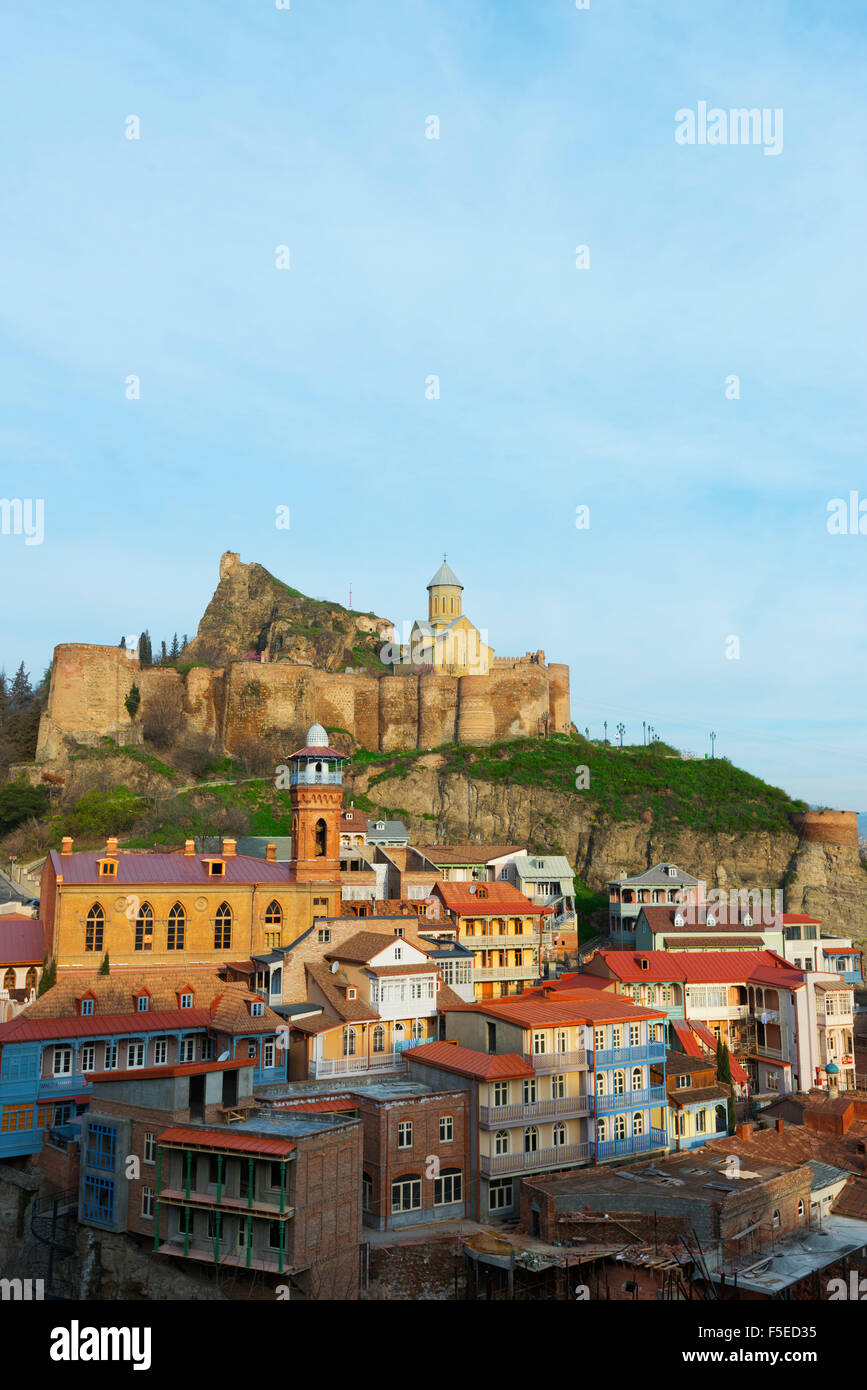 Old town and St. Nicholas church on top of Narikala Fortress, Tbilisi, Georgia, Caucasus ...