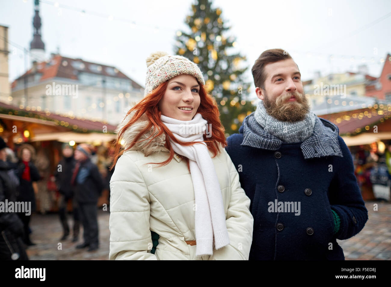 happy couple walking in old town Stock Photo - Alamy